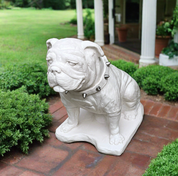 Georgia Bulldogs UGA Mascot White Stone Statue - Natural - College Bronze